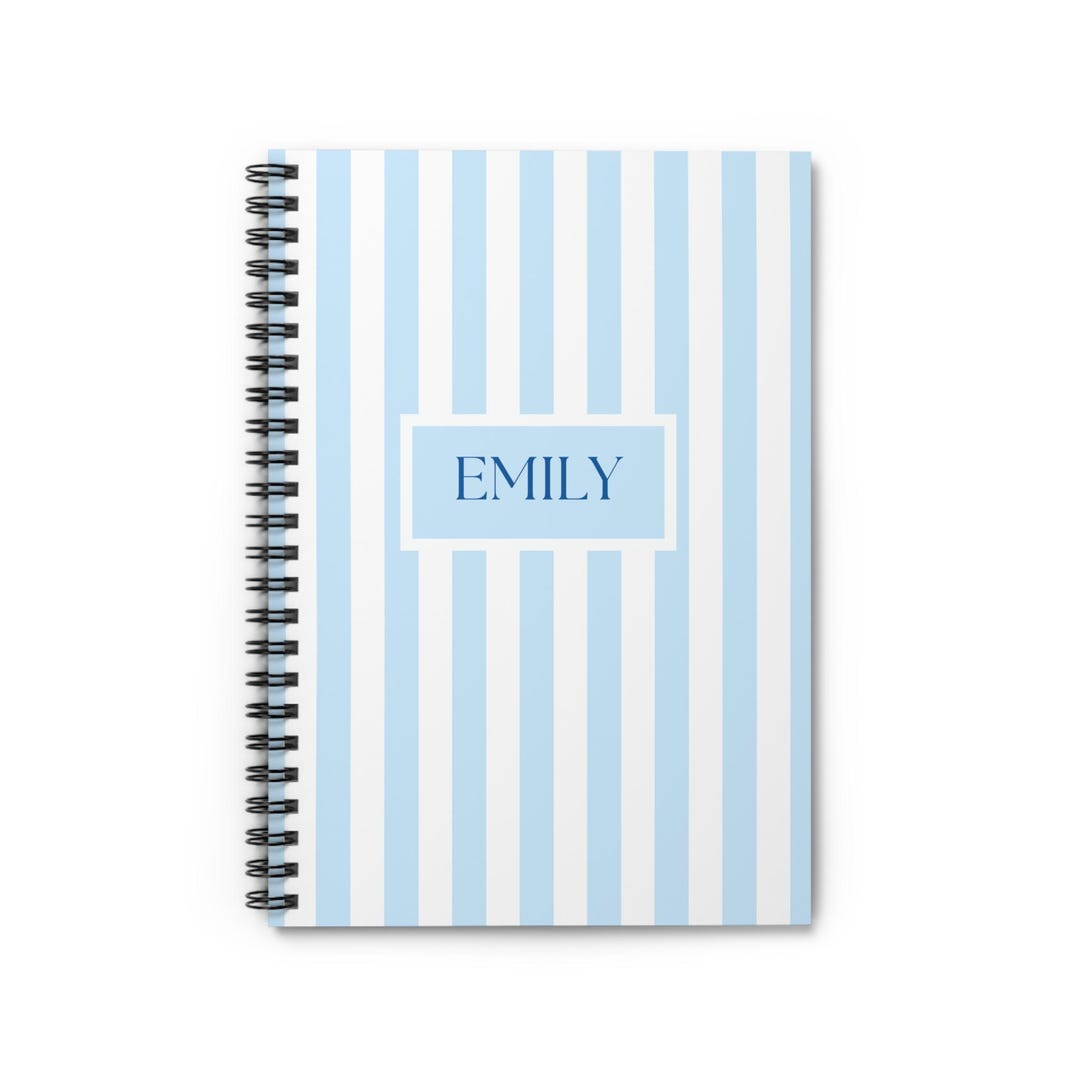 Personalized Blue Striped Spiral Notebook Journal | Custom Name ...