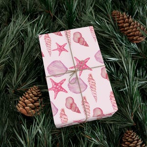 Pink Seashell Gift Wrap: Beach-themed Wrapping Paper - Etsy