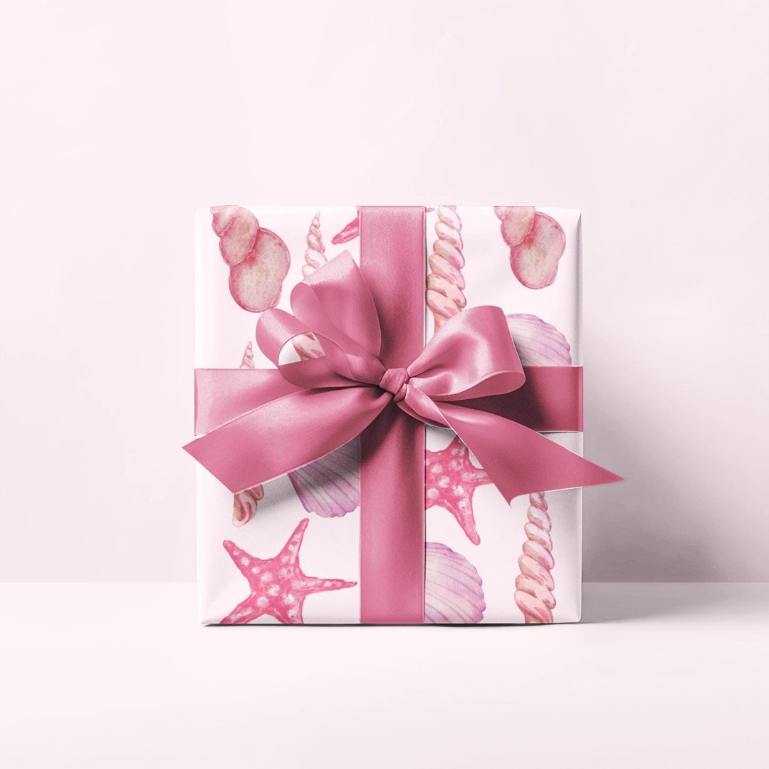 Pink Seashell Gift Wrap: Beach-themed Wrapping Paper - Etsy