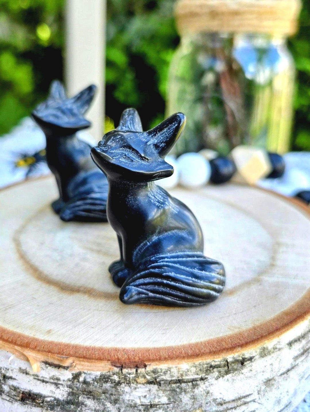 Obsidian Fox Crystal Carving • Animal Spirit Fox Figurine - Etsy