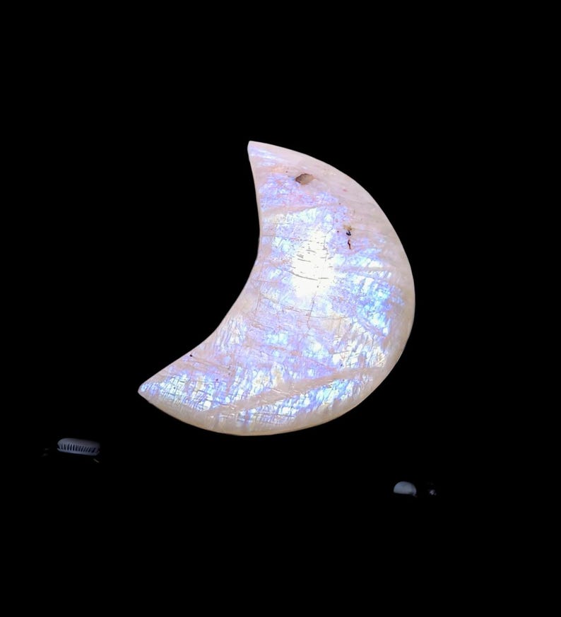 Moonstone Crystal Moon Carving, Blue Flash Energy Stone - Etsy UK