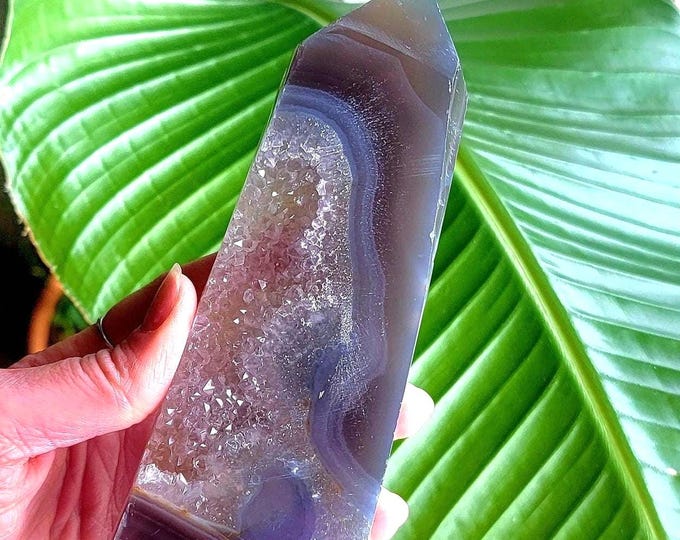 Agate - Purple Druzy Geode, Semi-polished Agate, Druzy Agate Tower ...