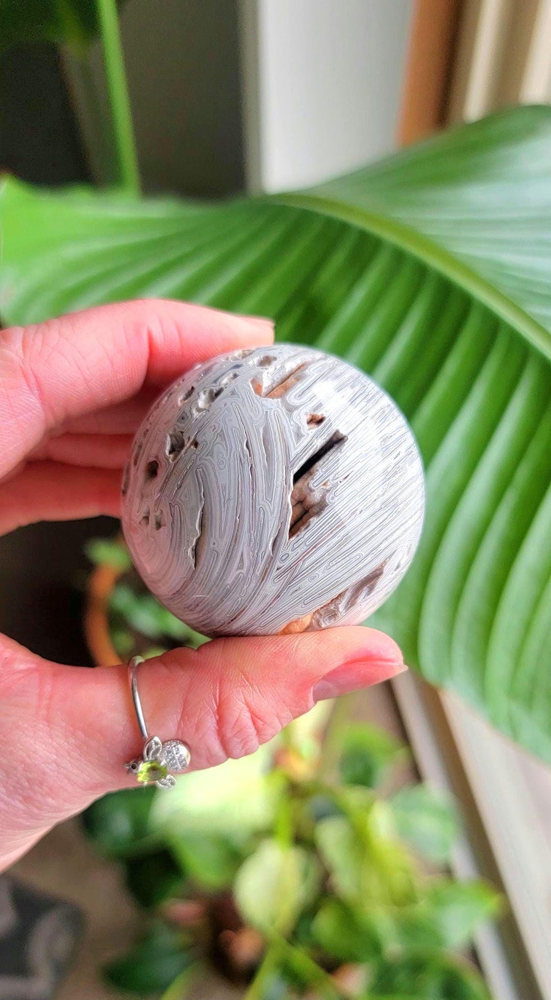 Agate 54mm White Lace Sphere, Mexican Crazy Lace, White Druzy Sphere ...