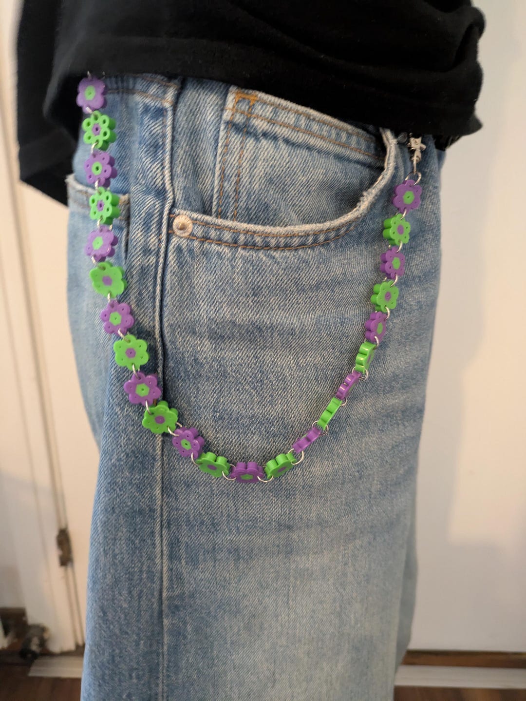 Flower Jeans Chain Perler Rave Chain Y2k Scene - Etsy