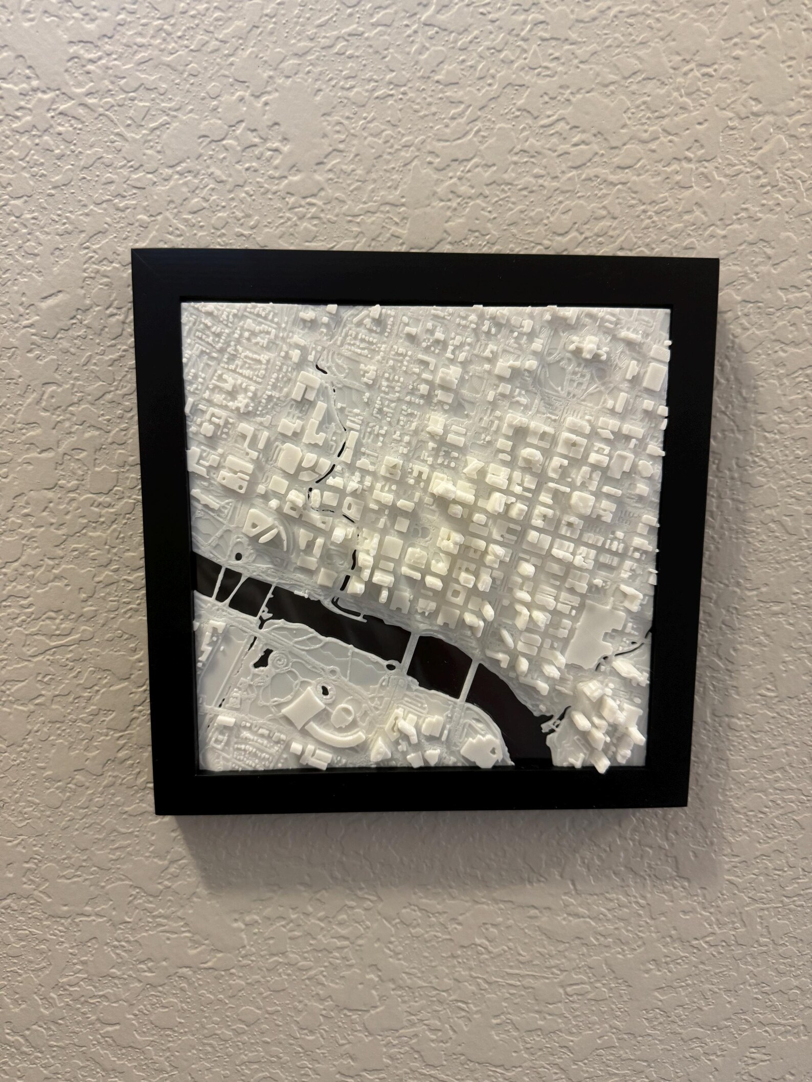 3D Printed Austin TX Map in 9x9 Inch Wood Frame - Unique Wall Art ...