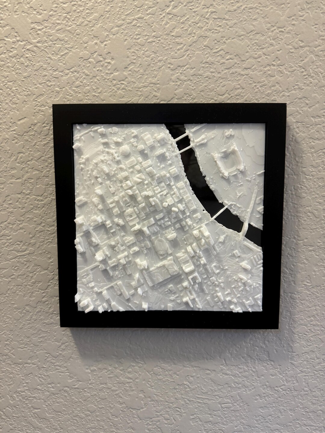 3D Printed Nashville Tn Map in 9x9 Inch Wood Frame Unique Wall Art ...
