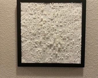 3D Printed Austin TX Map in 9x9 Inch Wood Frame Unique Wall Art, Custom ...