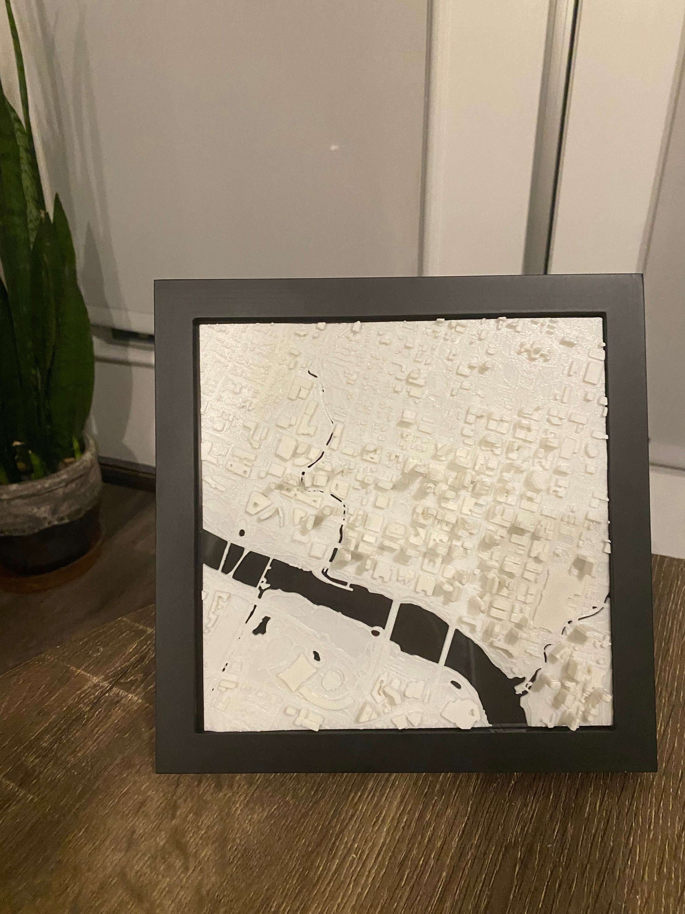 3D Printed Austin TX Map in 9x9 Inch Wood Frame - Unique Wall Art ...