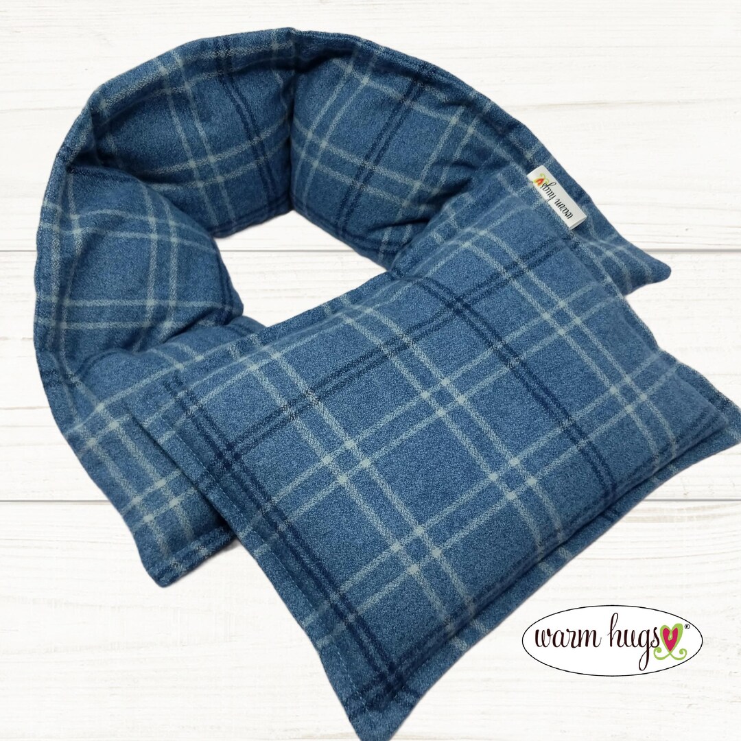 Warm Hugs Blue Plaid Flannel Corn Heating Pad Spa Gift, Heated Neck ...