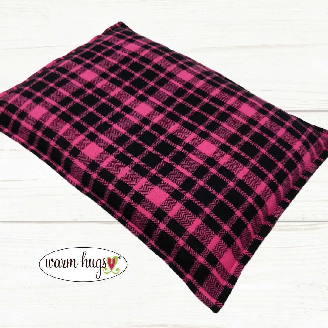 Large Pink Plaid Flannel Microwave Heating Pad 10 X 14, Warm Hug Heat ...