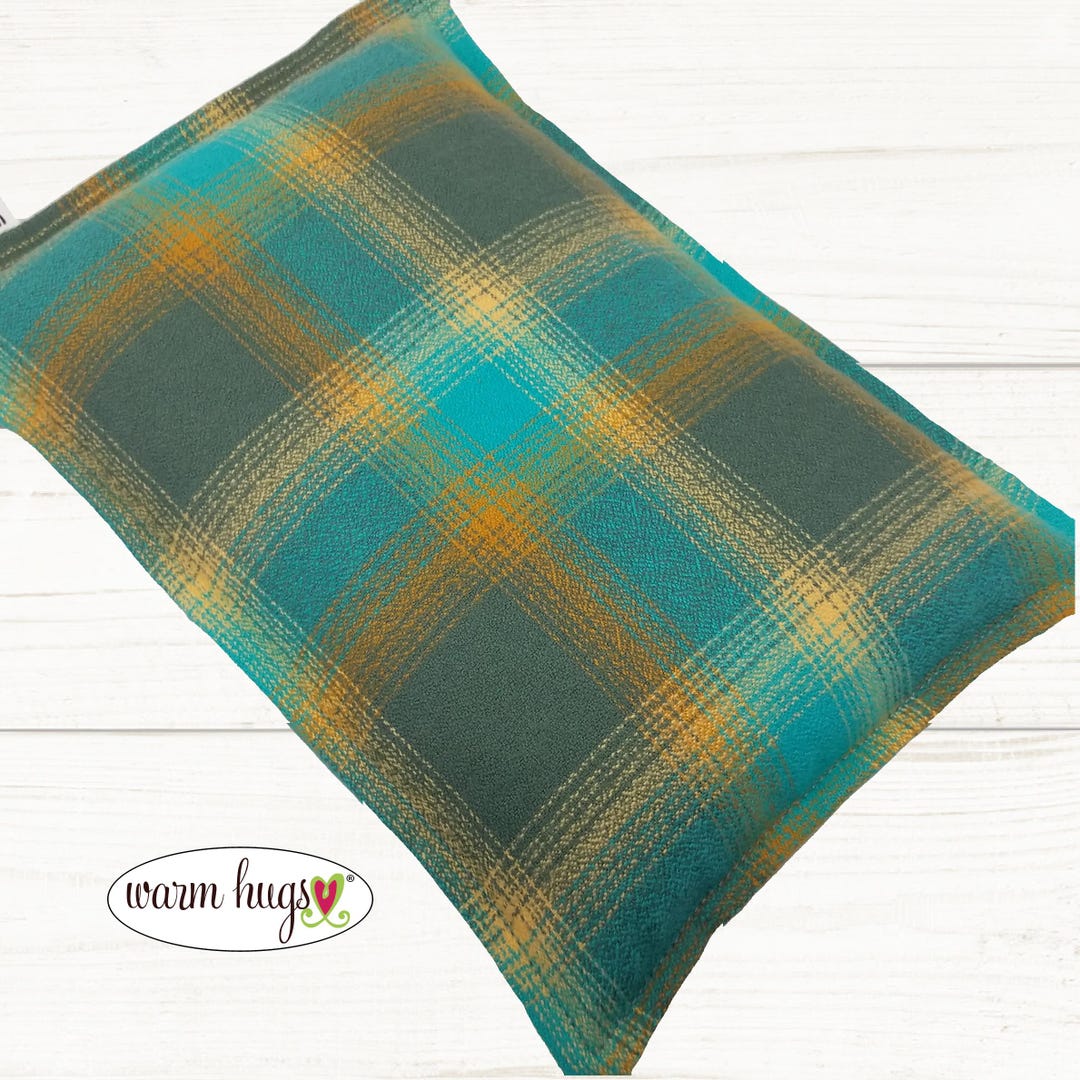 Teal Plaid Microwave Flannel Corn Heating Pad 7 X 10, Hot Cold Therapy ...