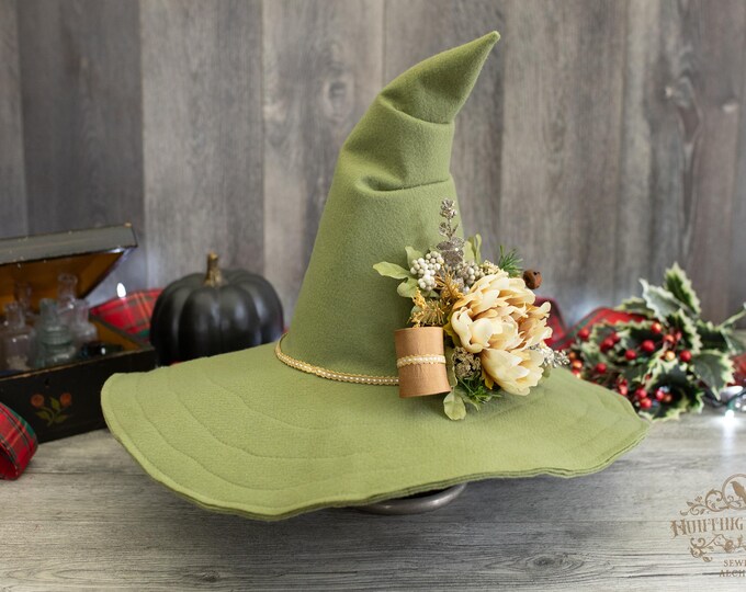 Ready to Ship! Green Tish the Witch Hat With Yule Decoration, for ...
