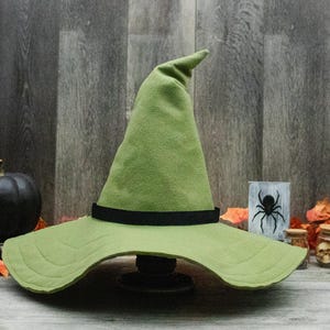 Sage the Green Forest Witch Hat With Side Crook and Wide Brim, Wizard ...
