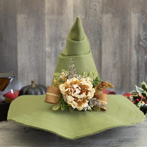 Ready to Ship Green Tish the Witch Hat With Yule Decoration, for ...