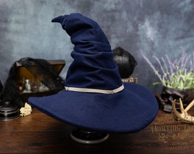 Freya Navy Blue Felt Wizard Hat: Crooked Witch, Halloween/ren Faire ...