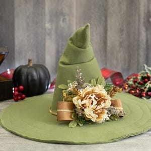 Ready to Ship Green Tish the Witch Hat With Yule Decoration, for ...