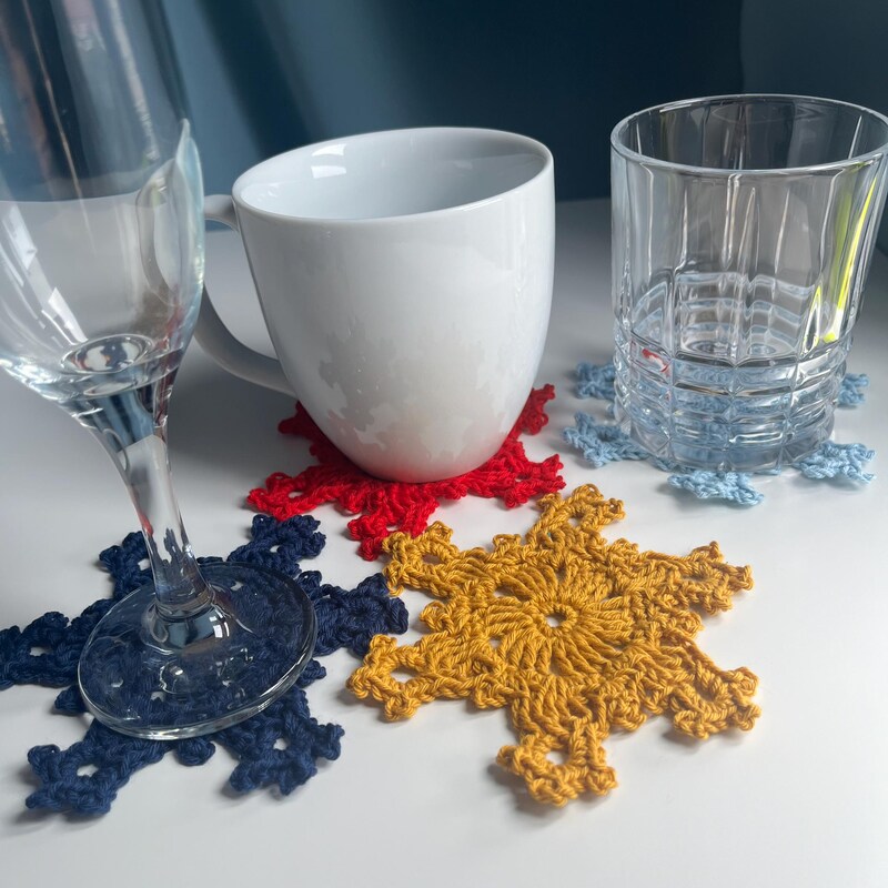 Blue Snowflake Crochet Coaster - Etsy