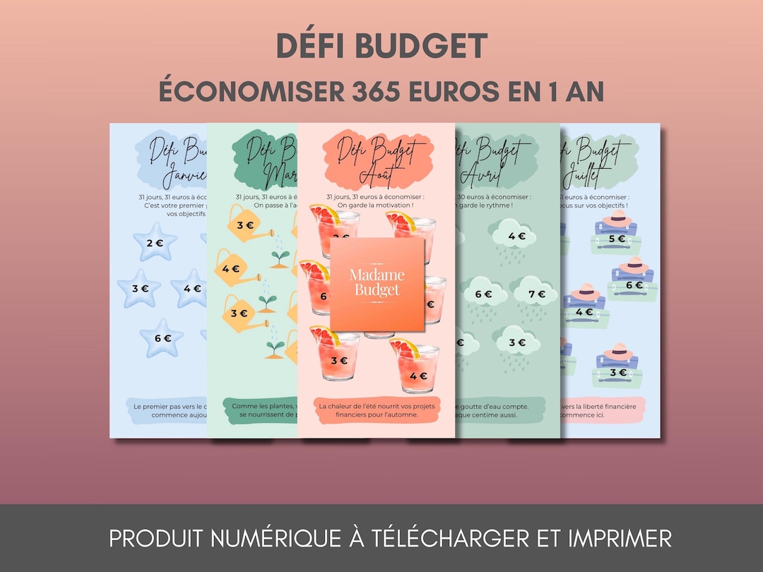 Défi budget - 365 Euros en 1 an - Téléchargement Numérique - Etsy France