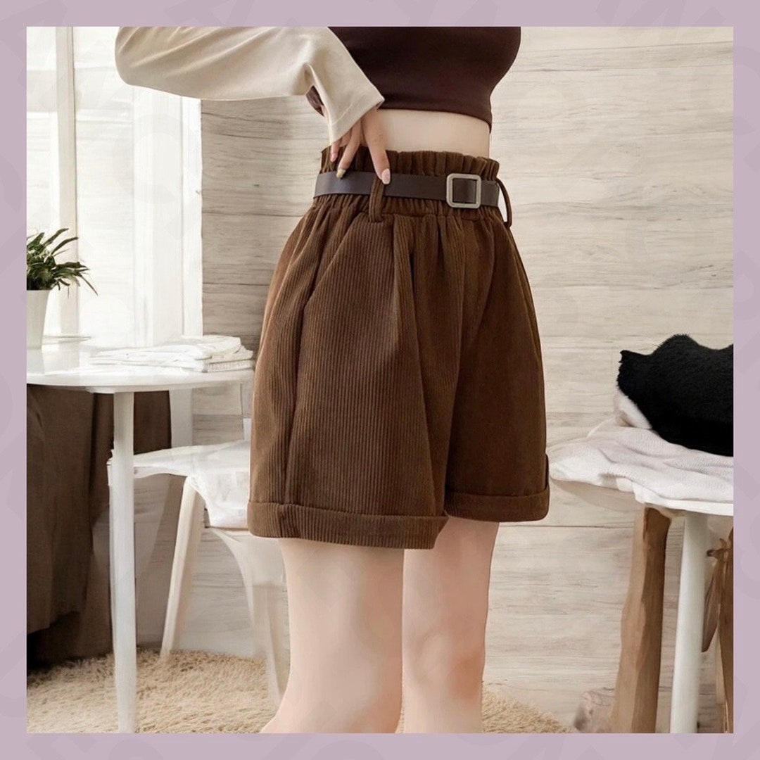 Women’s Wide Leg Corduroy Shorts, Autumn Winter Shorts, Vintage Shorts ...