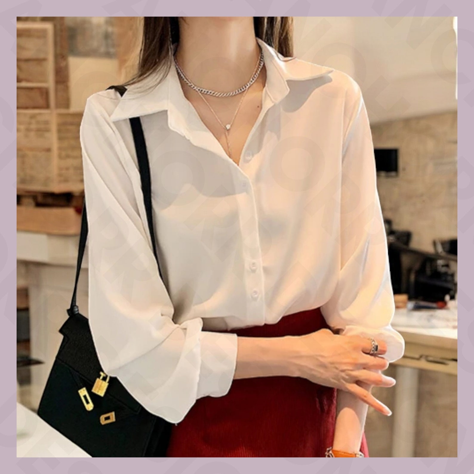 Classic White Cotton Shirt for Women Long Sleeve Button-up Blouse ...