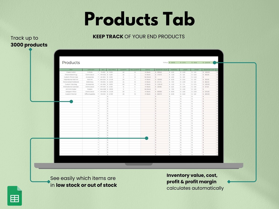 Inventory Tracker Google Sheets, Inventory Spreadsheet for Small ...