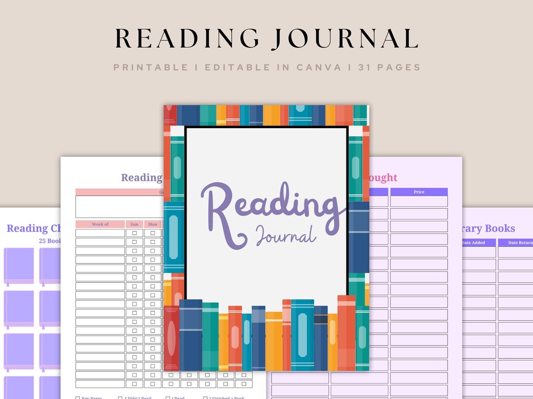 Book Reading Journal, Printable Book Journal, Editable Reading Tracker ...