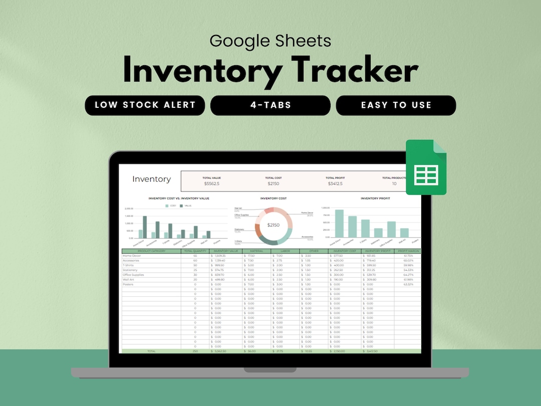 Inventory Tracker Google Sheets, Inventory Spreadsheet for Small ...