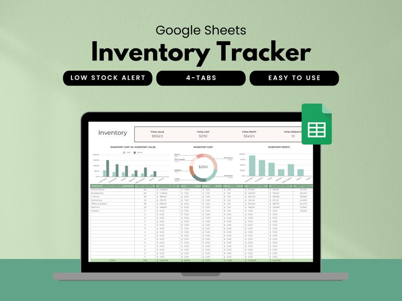 Inventory Tracker Google Sheets, Inventory Spreadsheet for Small ...