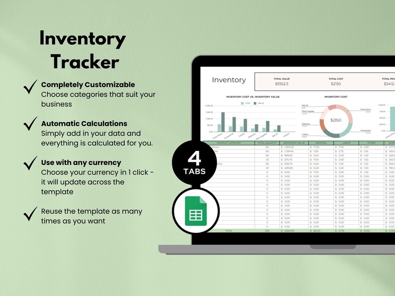 Inventory Tracker Google Sheets, Inventory Spreadsheet for Small ...