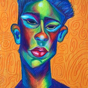 Oil Pastel Colorful Portrait - Etsy