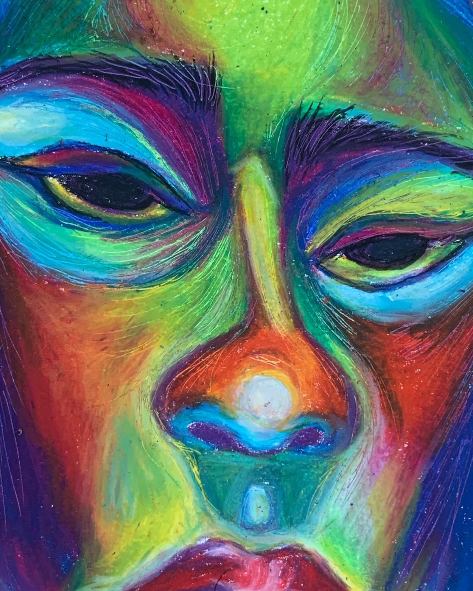 Oil Pastel Colorful Portrait - Etsy