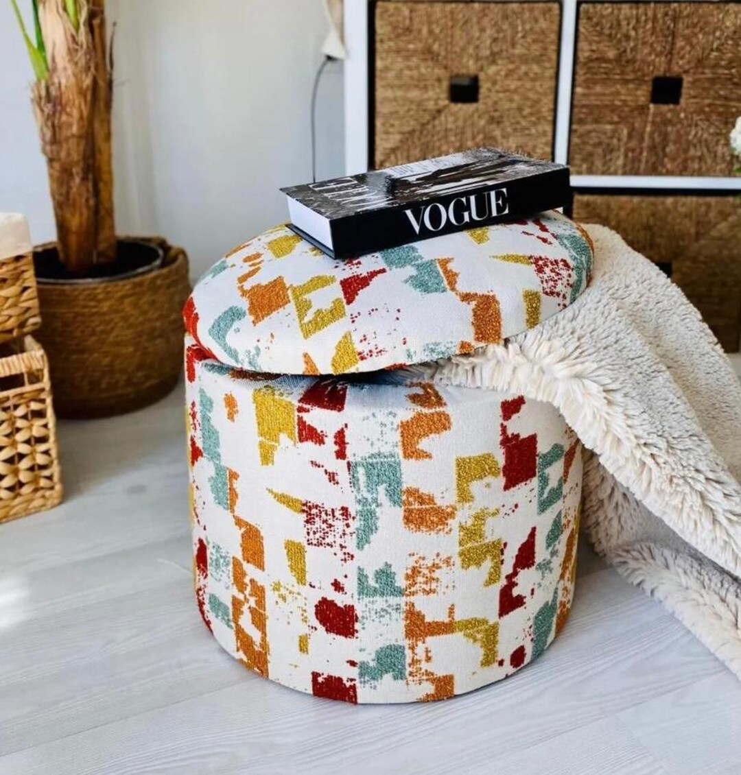 Round Pouf Stool, Bedroom Pouf, Footstool Ottoman, Piano Chair ...