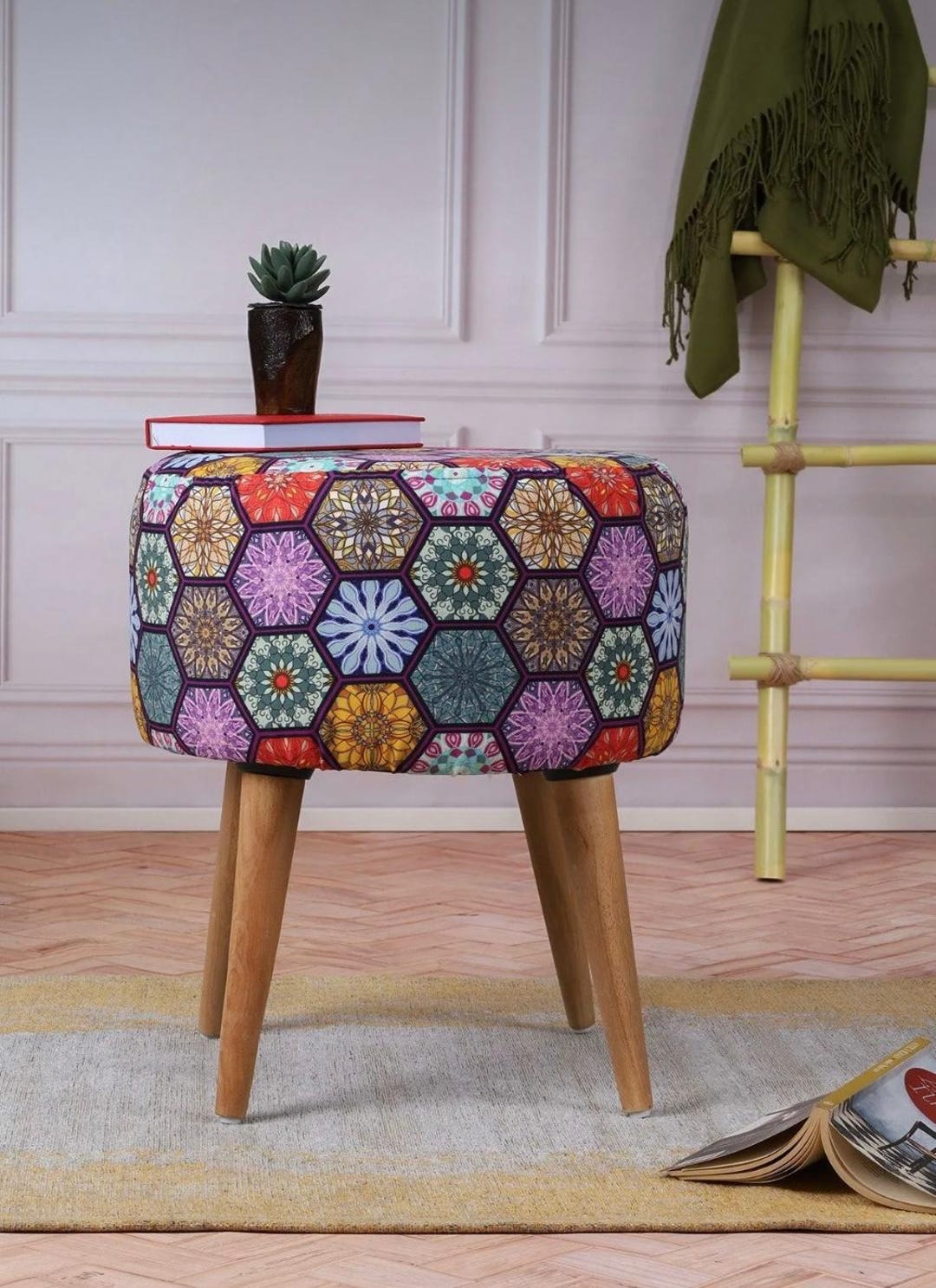 Round Pouf Stool, Bedroom Pouf, Footstool Ottoman, Piano Chair ...