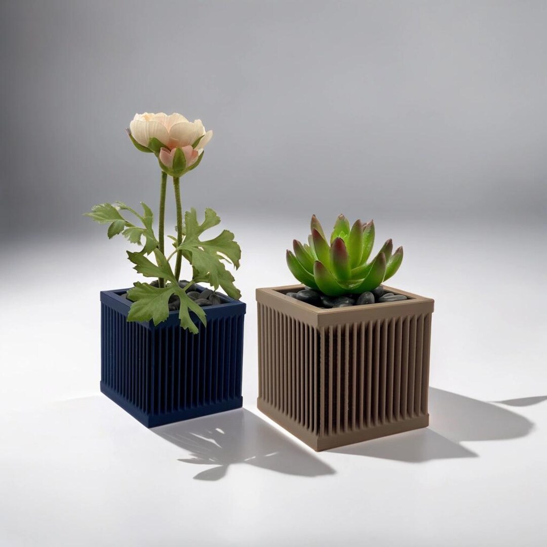 Cube Stripes Planter | Striped Cube Plant Pot | Cube Stripes Indoor ...