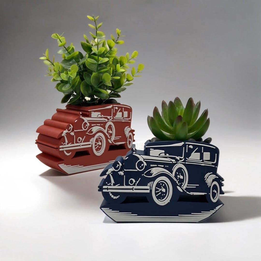Vintage Car Silhouette Planter | Vintage Car Silhouette Pot | Retro Car ...