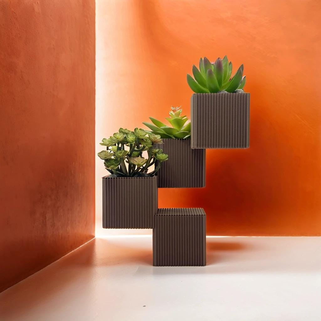 Flying Cubes Planter Cubes Planter Modern Flying Cubes Pot Decorative ...