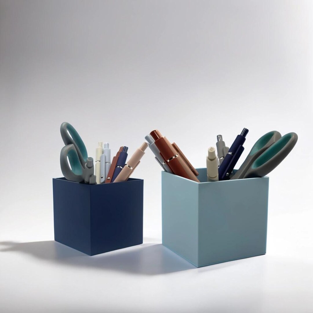 Plain Box Pen Holder Box Desk Organizer Modern Pen Holder Decorative ...