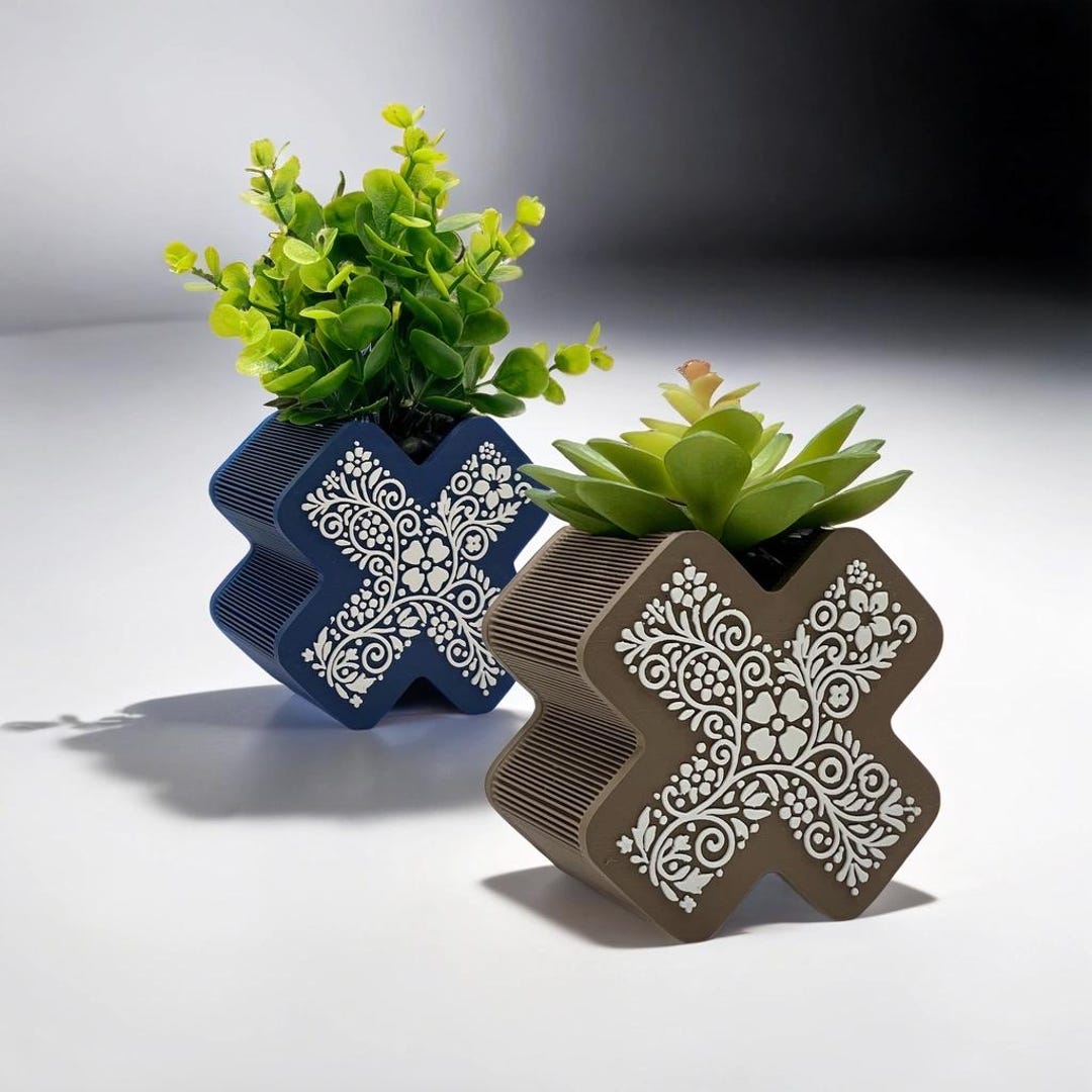 Cross Outline Stripes Vertical With Pattern Planter Cross Planter ...