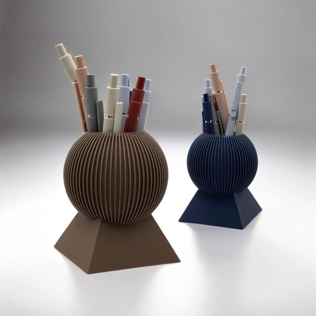 Pyramid and Sphere Pen Holder Pyramid and Sphere Desk Organizer Sphere ...