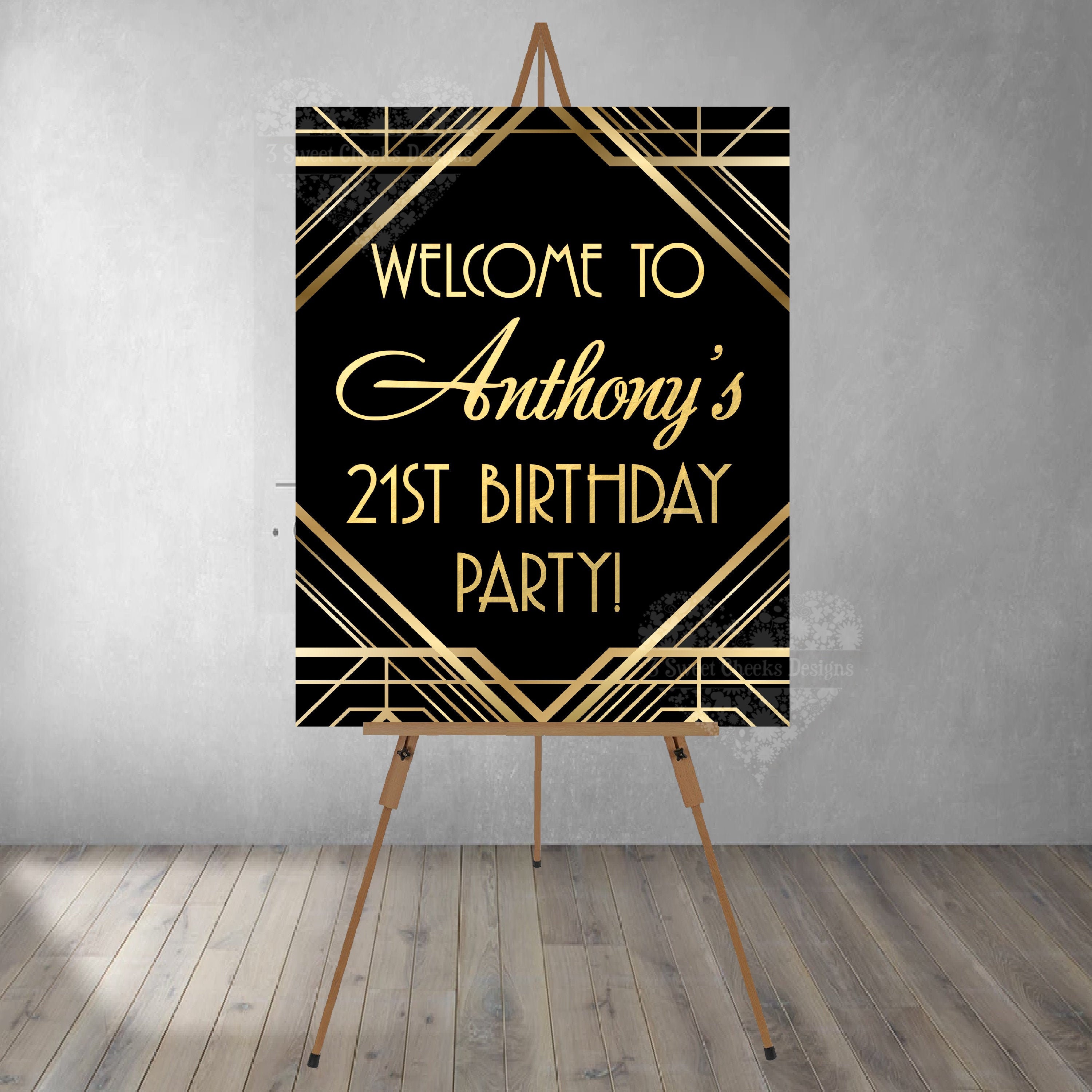 Art Deco Backdrop, Roaring 20s Birthday Banner, White Gold Speakeasy ...