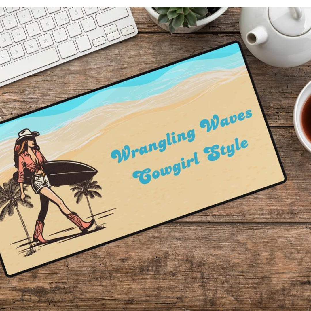Wrangling Waves Coastal Cowgirl Western Desk Mat, Cowgirl Gifts Cubicle ...