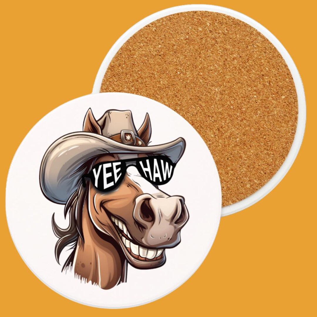 Yeehaw Cowboy Horse Coasters, Giddy up Horse Lover Gifts for Rancher ...