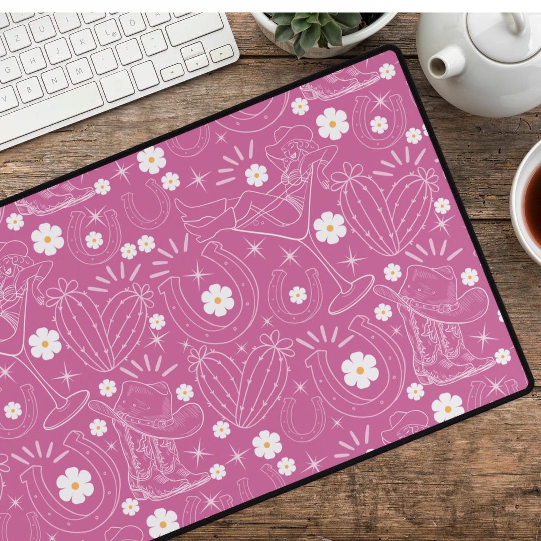 Cowgirl Gift - Pink Mousepad for Women, Western Keyboard Mat for ...
