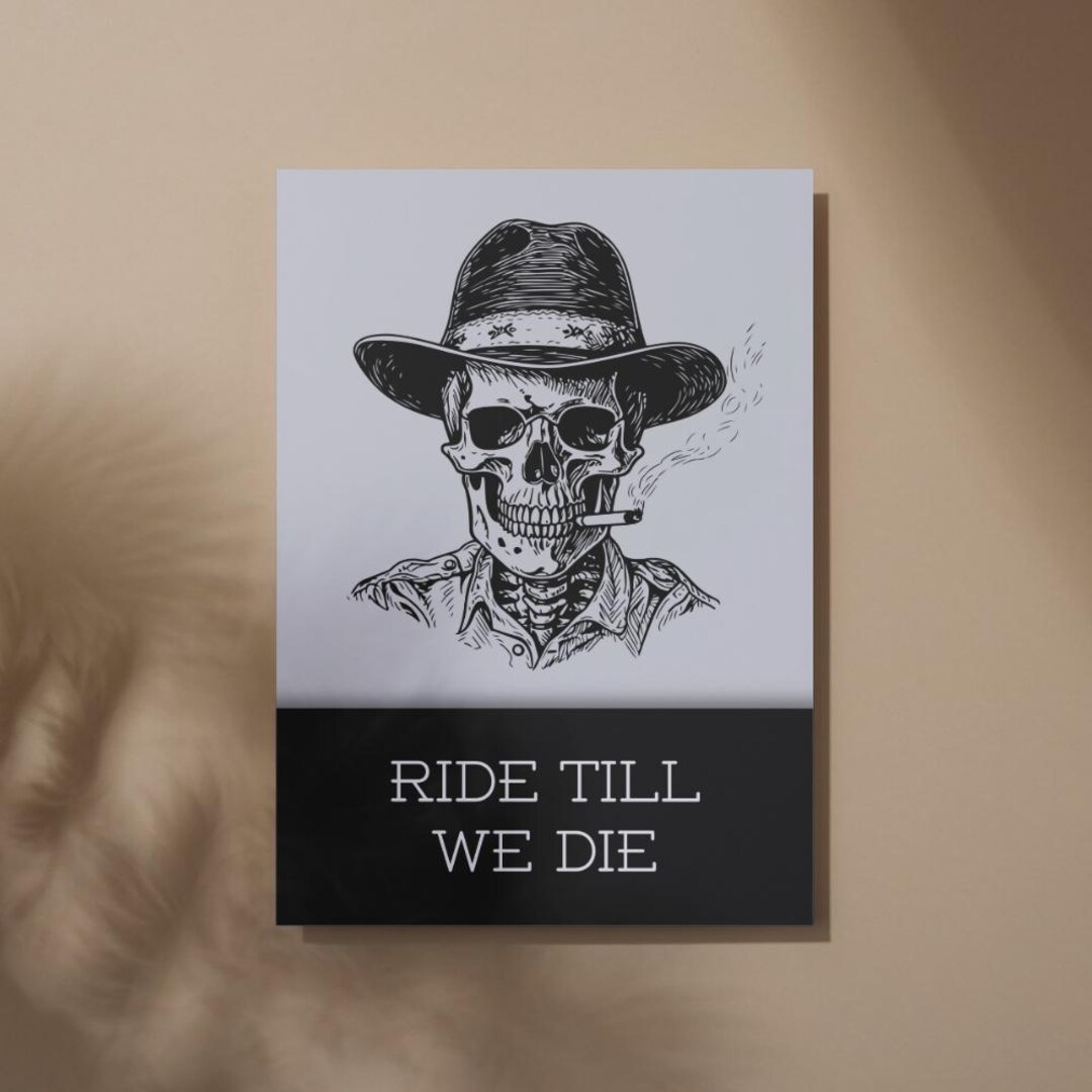 Skeleton Cowboy Skull Western Gothic Decor Art Print, Western Wall Art ...