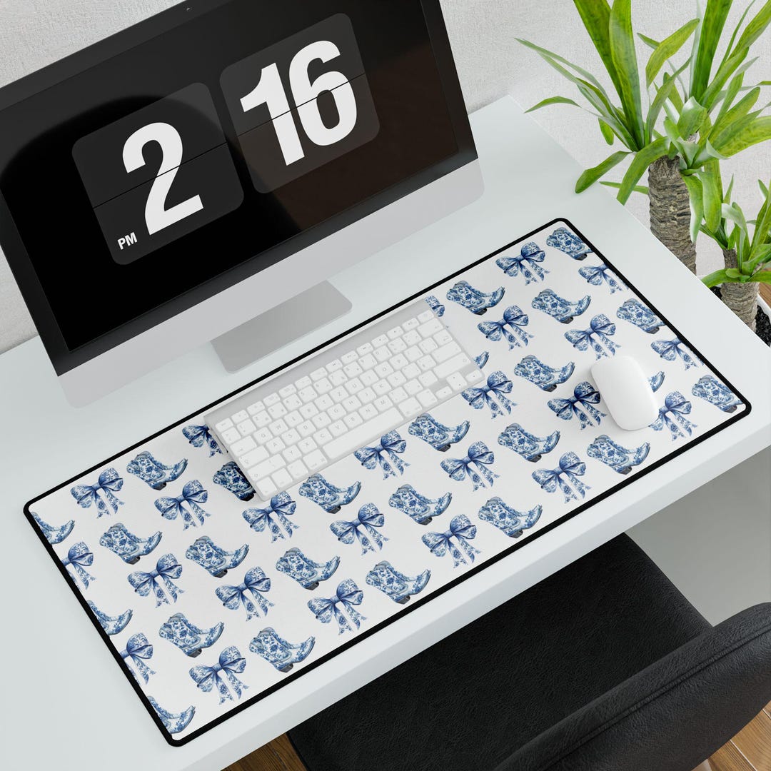 Keyboard Mat With Cowboy Boot and Coquette Bow Design, Cowgirl Gift for ...