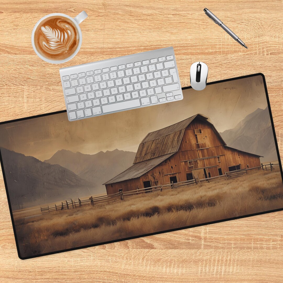 Rustic Barn Western Desk Mat Gift for Farmer, Extra Large Mousepad for ...