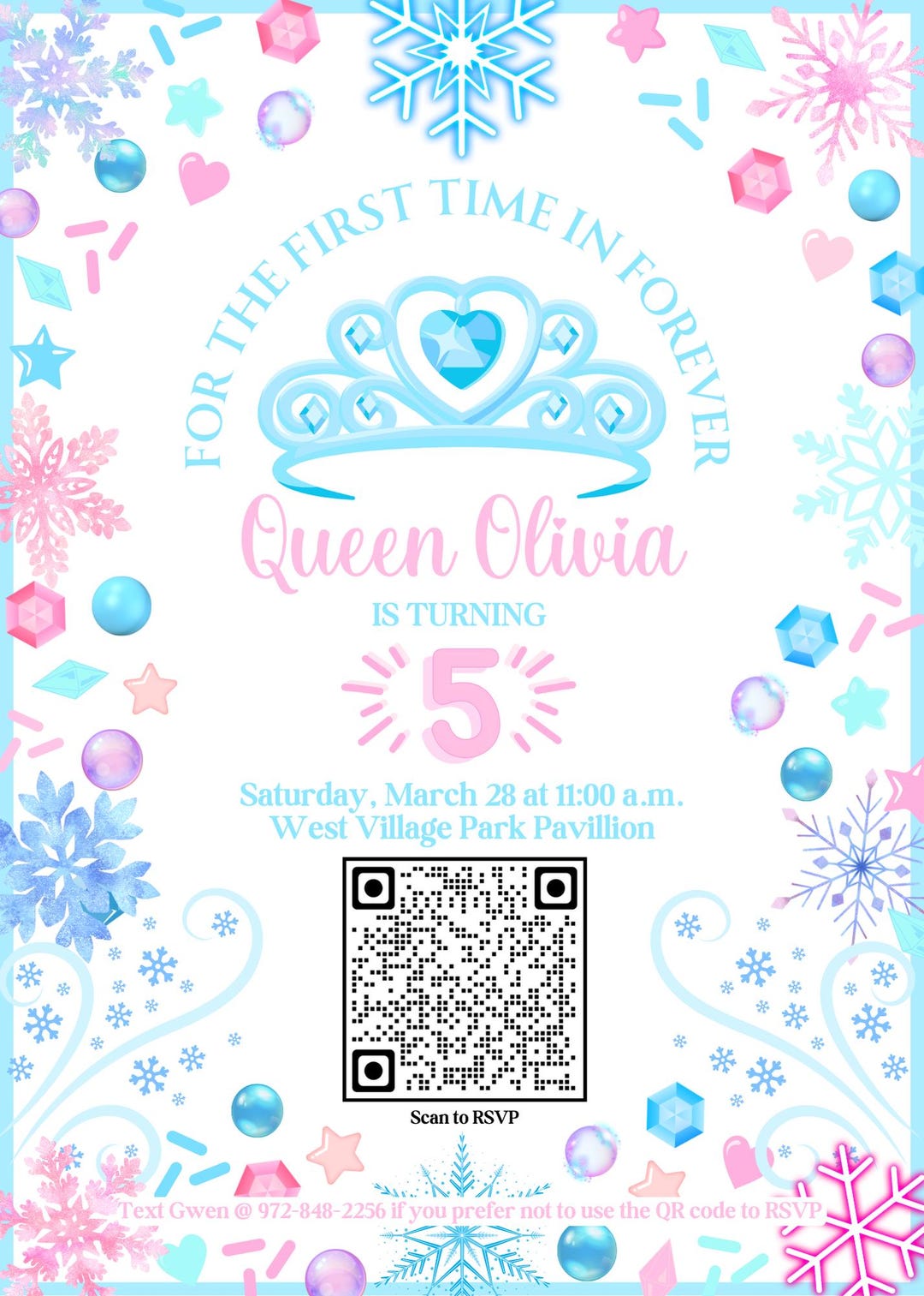 Ice Queen Party Invitation (customizable), Frozen, Elsa, Let It Go - Etsy