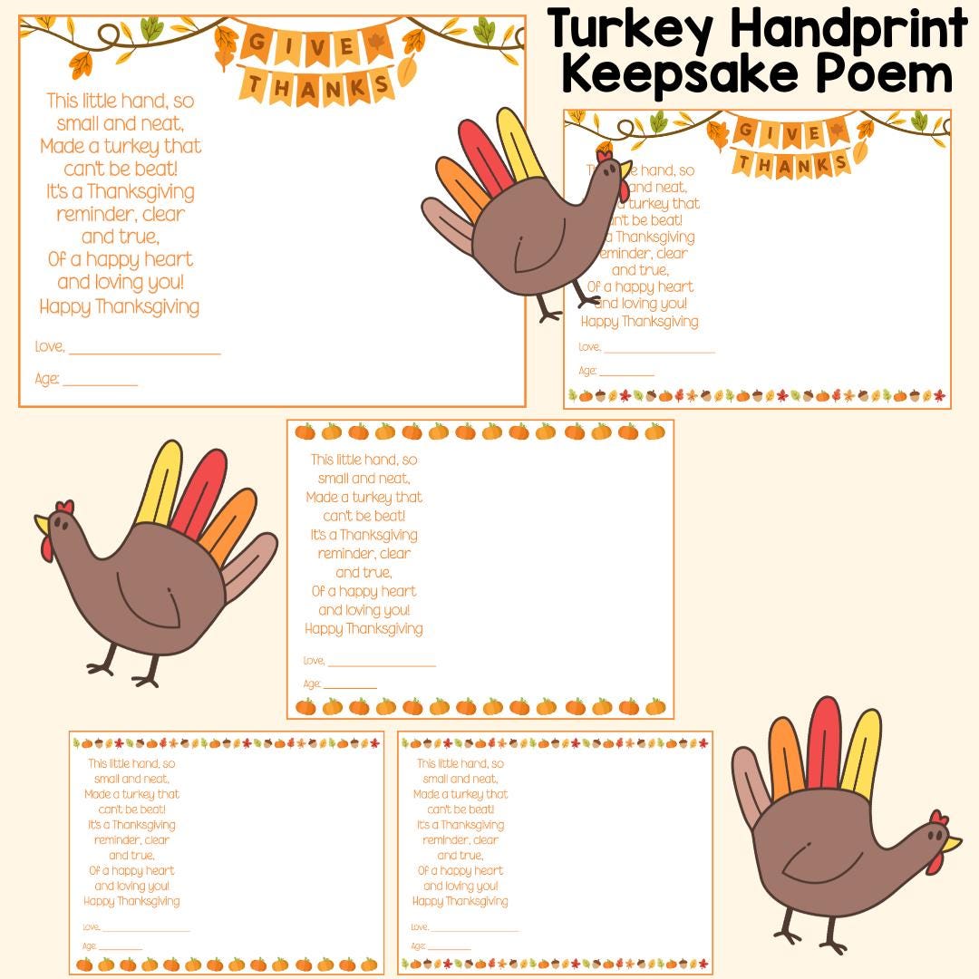 Turkey Handprint Poem Printable | Thanksgiving Kids Craft | Child ...