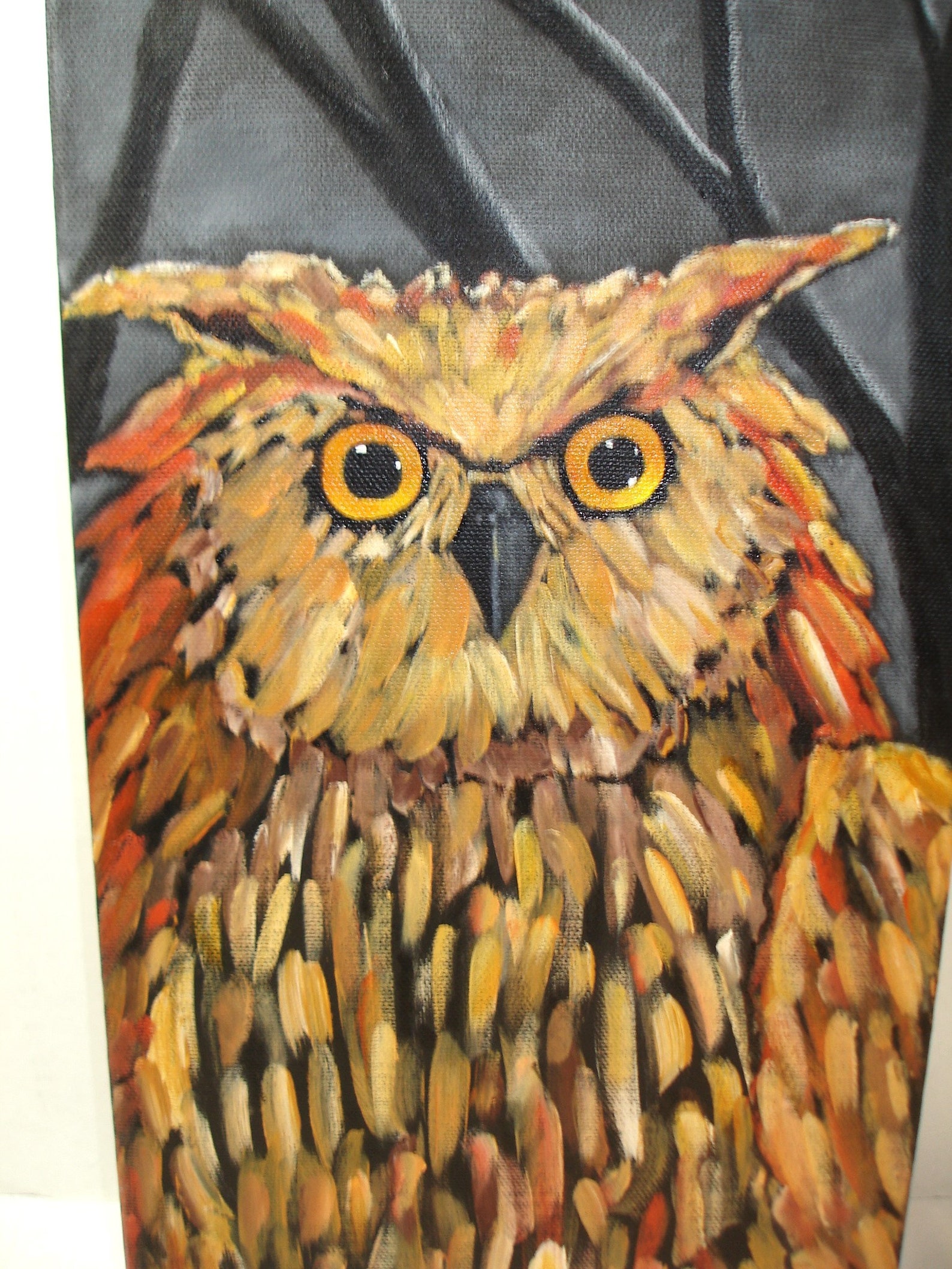 Forest Owl original Owl Painting Wonderful Color Night Background of ...