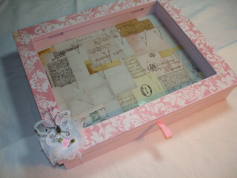 Pink Shadow Box Shabby Pink Display Box Fabric Covered - Etsy